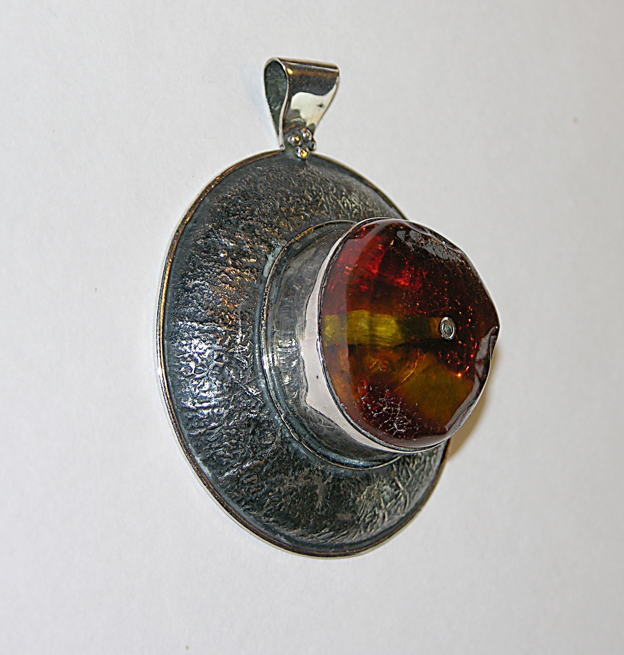 Genuine Red Baltic Amber Pendant in Sterling Silver Setting - Etsy UK