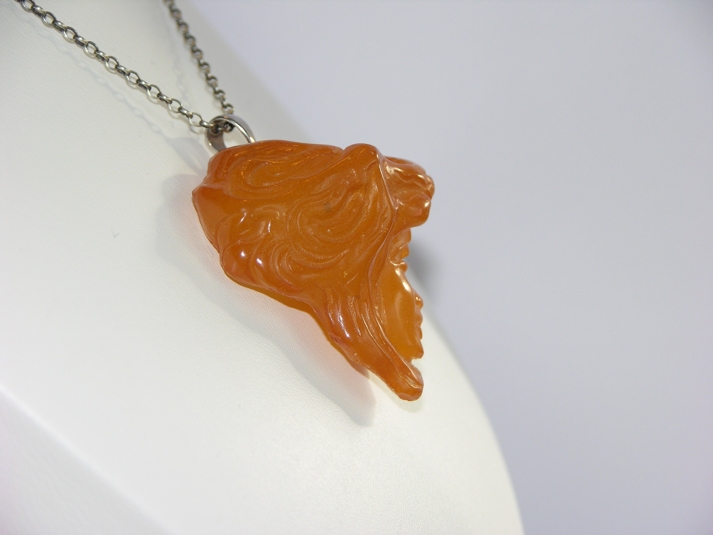 Hand Carved Genuine Baltic Amber Cameo in Sterling Silver - Etsy
