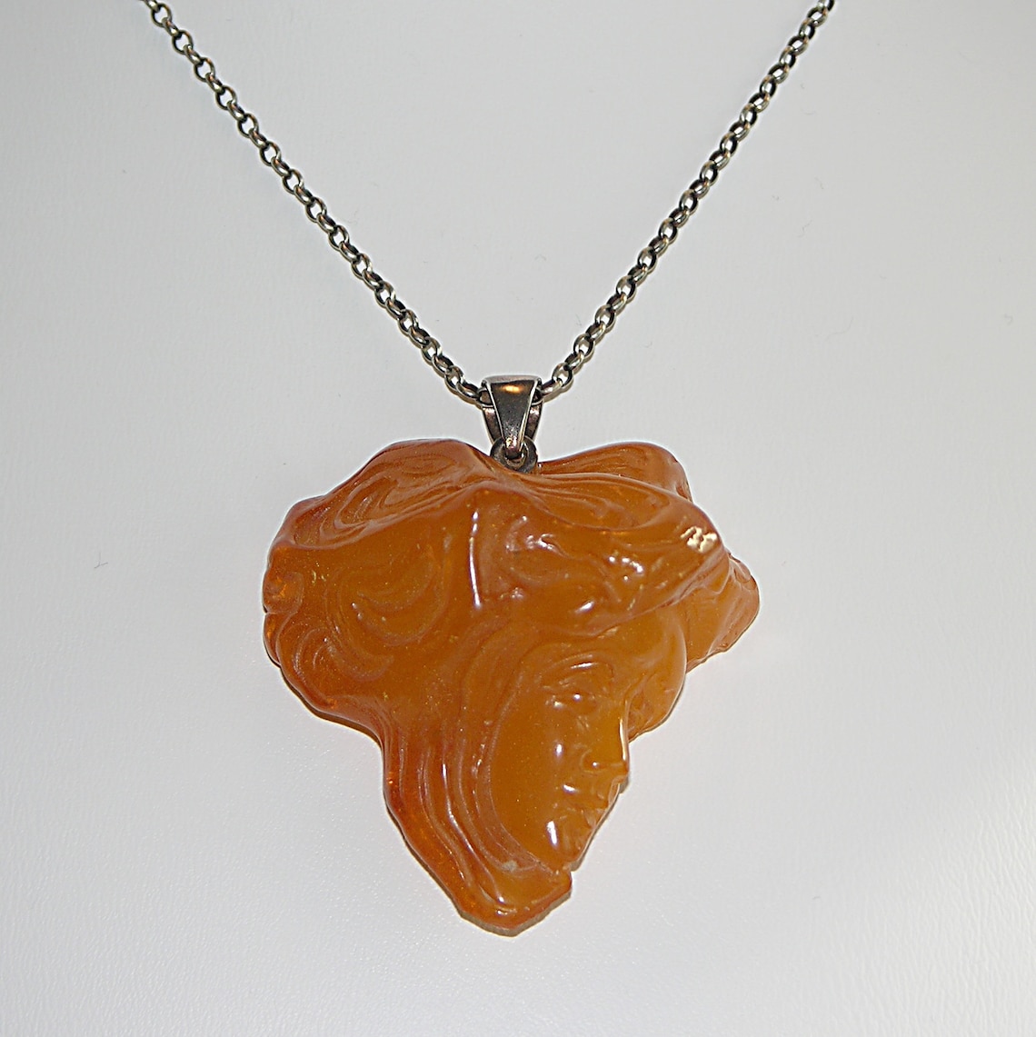 Hand Carved Genuine Baltic Amber Cameo in Sterling Silver - Etsy
