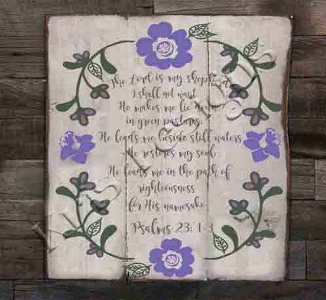 Psalms 23: 1-3 the Lord is My Shepherd Floral Border SVG PNG JPG - Etsy