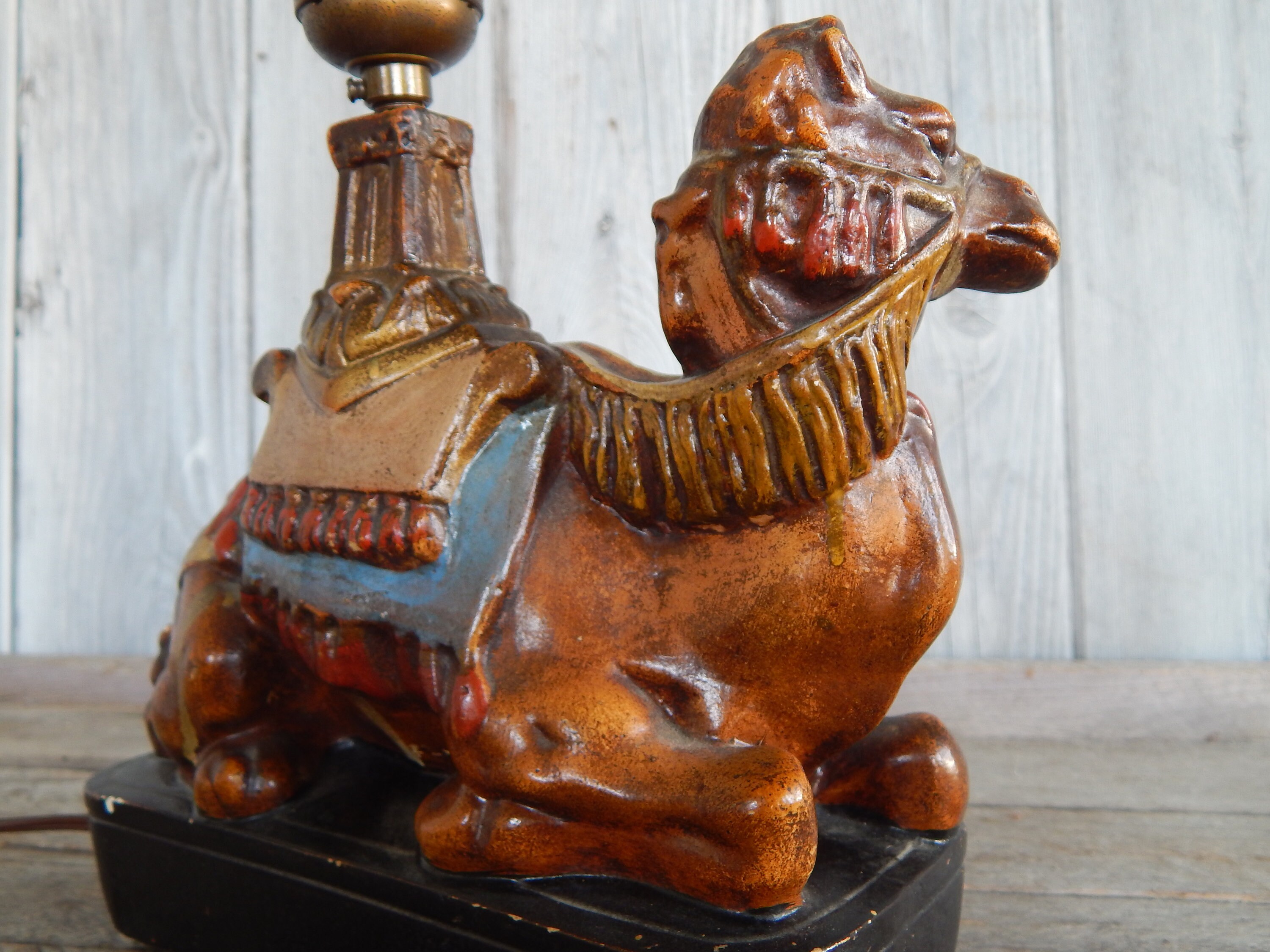 Early 1900's Chalkware Camel Table Lamp - Etsy