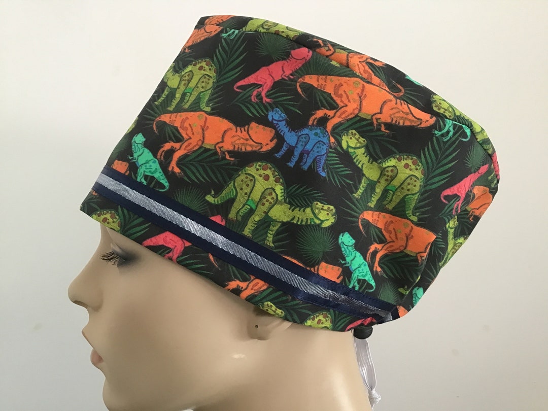 SCRUB CAP FEATURING Dickasaurus Print With a Satin Ribbon, Compliment ...