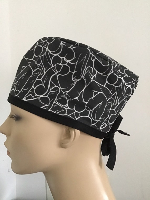 UNISEX SCRUB HAT Featuring Penis Doodle Print Back Ties - Etsy