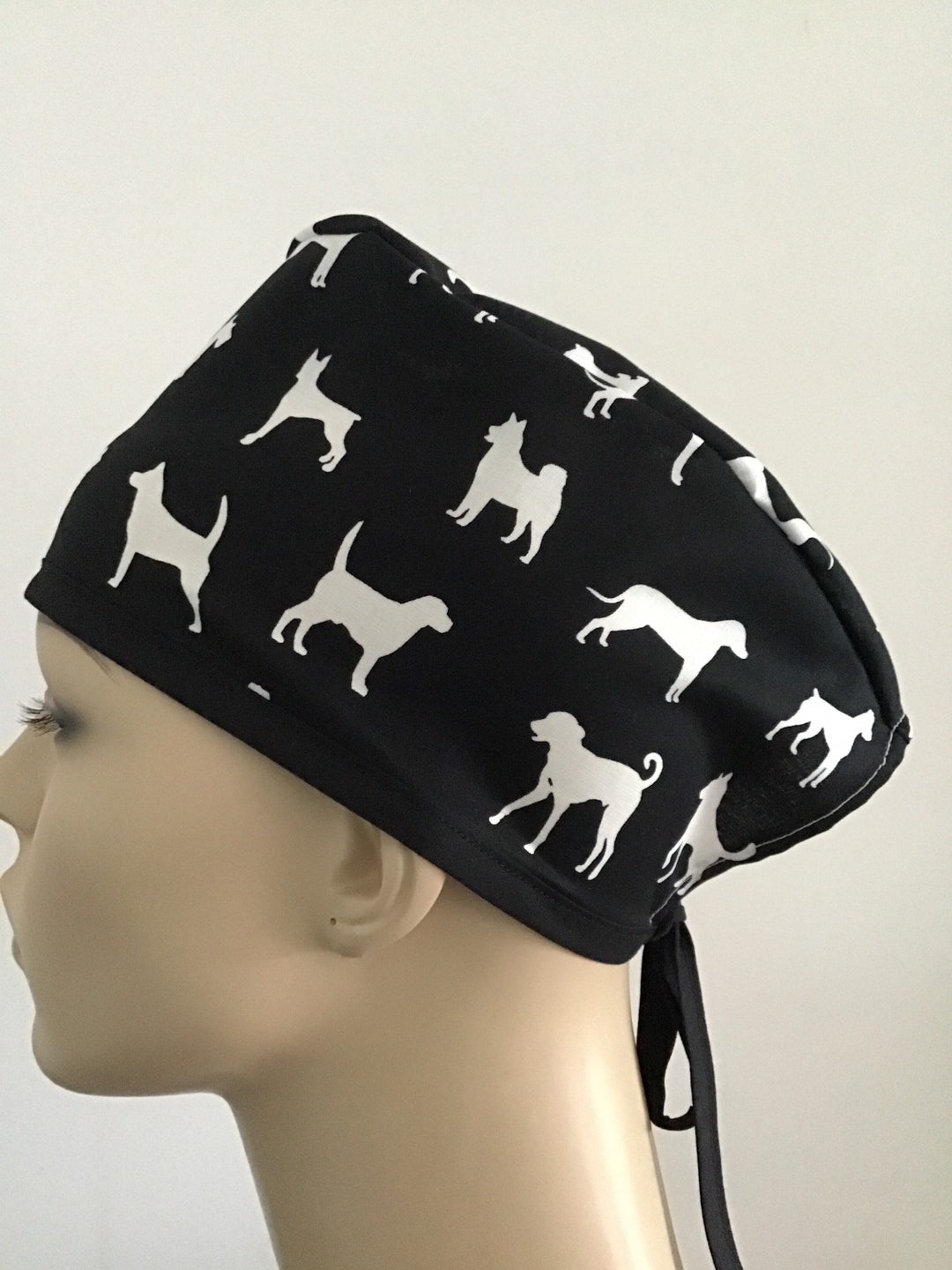 UNISEX SCRUB CAP Featuring an Adorable Dog Print, Back Ties for ...