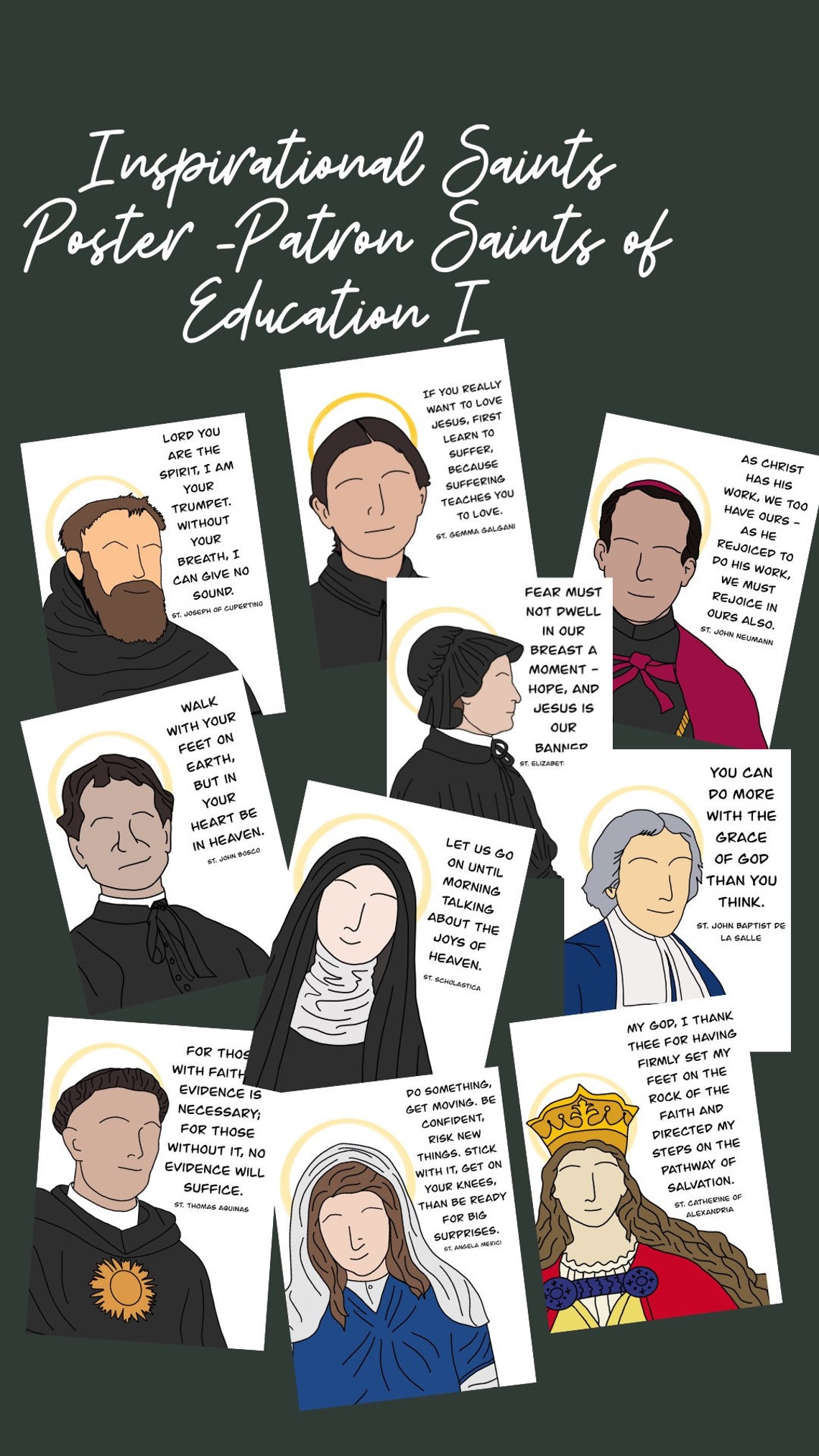 Inspirational Saints Posters Digital Download Patrons of - Etsy