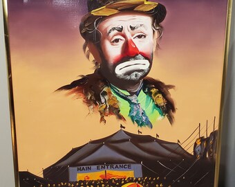Vintage 1989 Rusty Rust Emmett Kelly Clown Painting, Oil on Canvas ...