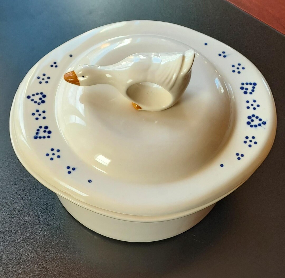Goose Cookie Jar White Ceramic Serving Bowl With Lid, Goose Bowl - Etsy