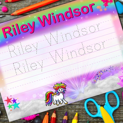 Custom Personalized Name Tracing Worksheets. Lettering - Etsy