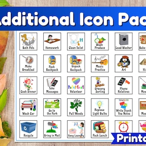 Visual Schedule Chore Chart Additional Icon Pack - an Editable ...
