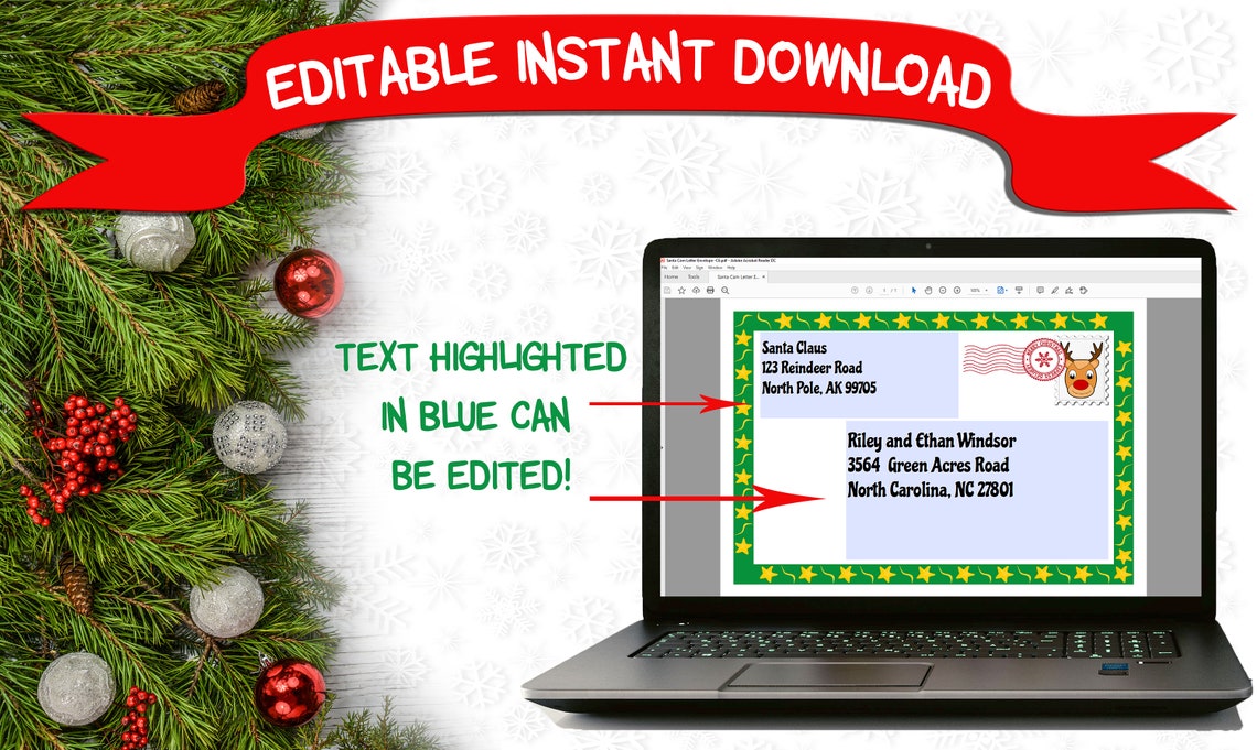 Santa Cam Letter and Envelope Pack Printable & Editable - Etsy