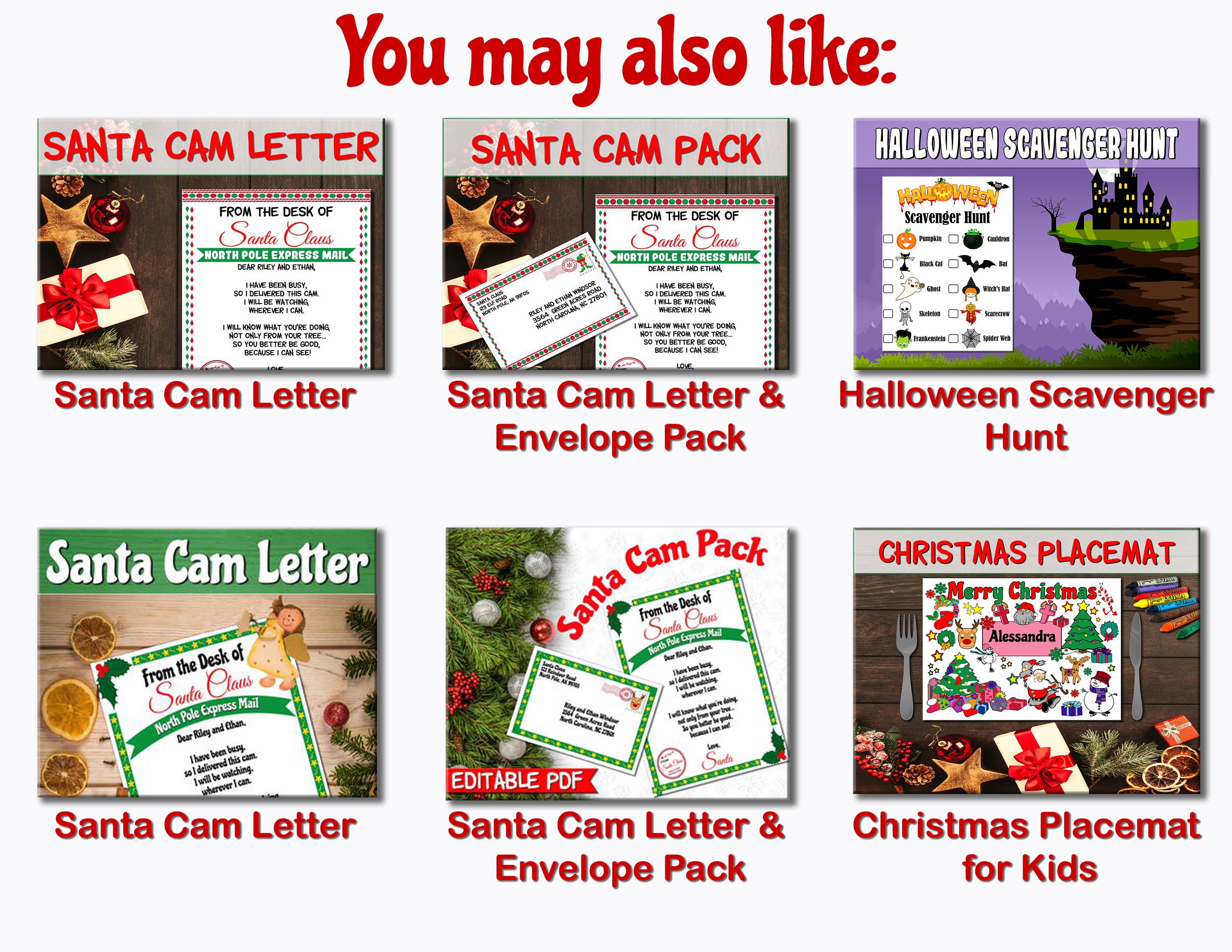 6 Santa Cam SVG Designs,christmas SVG Bundle Including Elf Watch ...