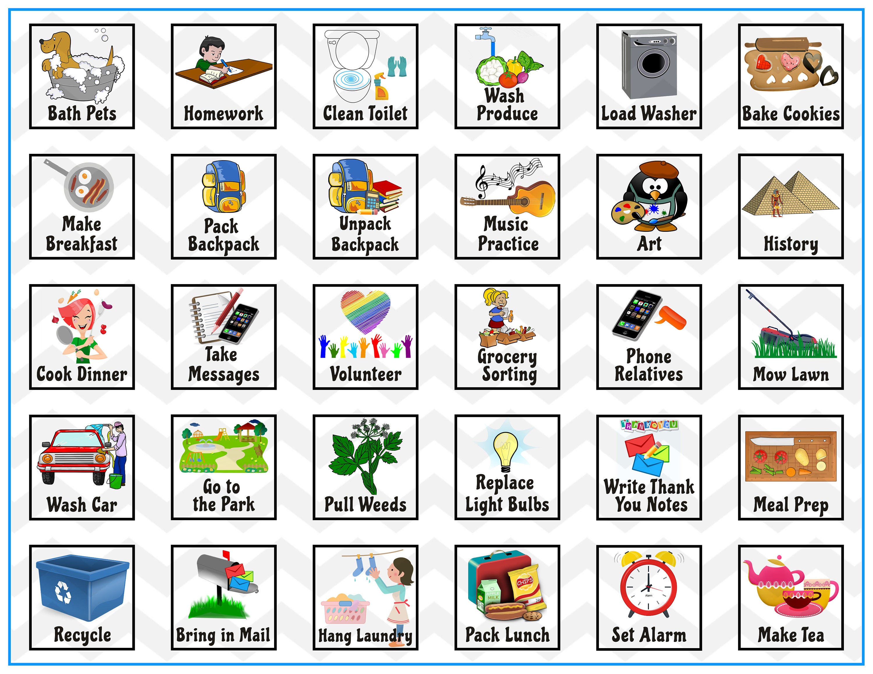 Visual Schedule Chore Chart Additional Icon Pack an Editable - Etsy