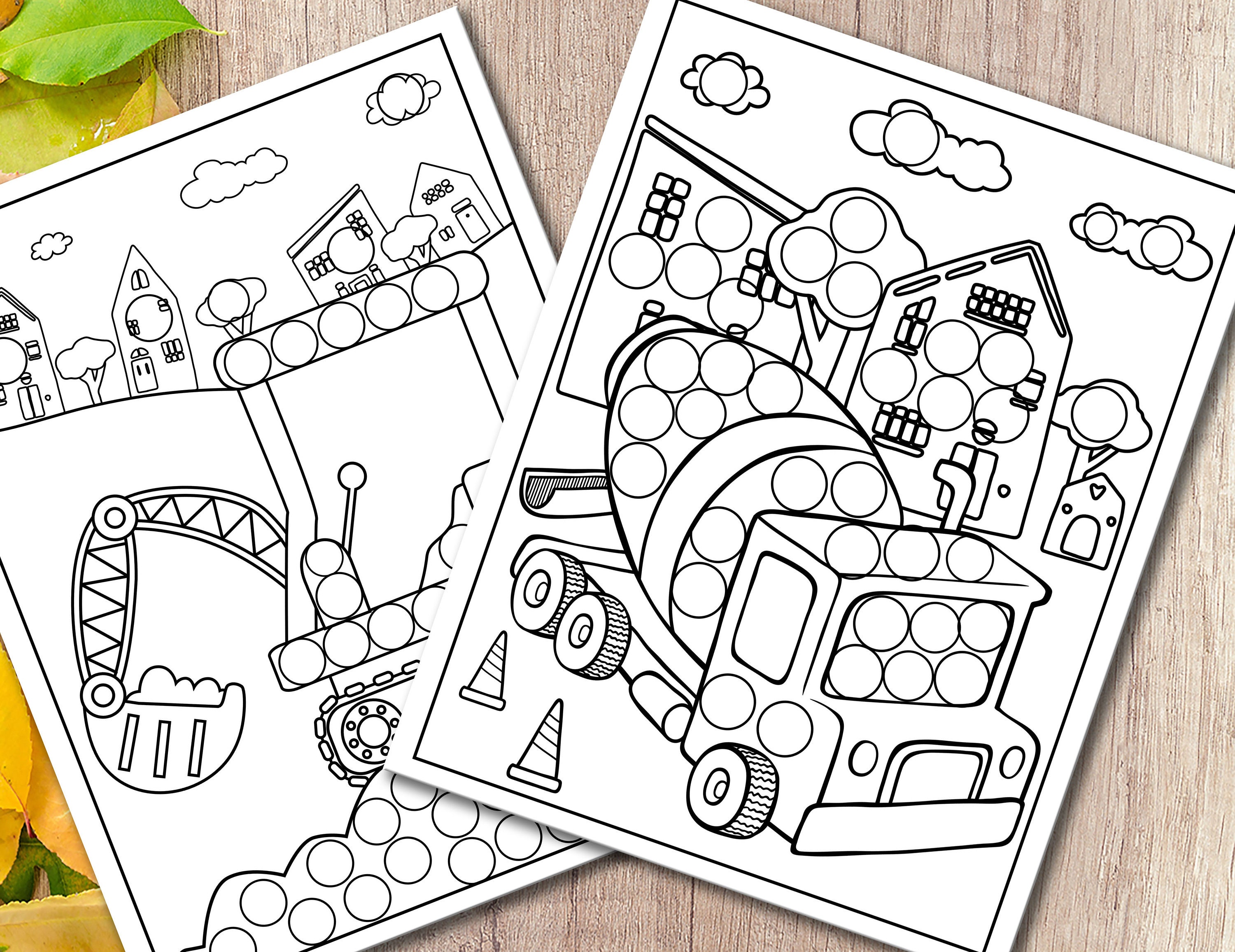Dot Marker Printable Activity Book Construction Do-a-dot Art Printable ...