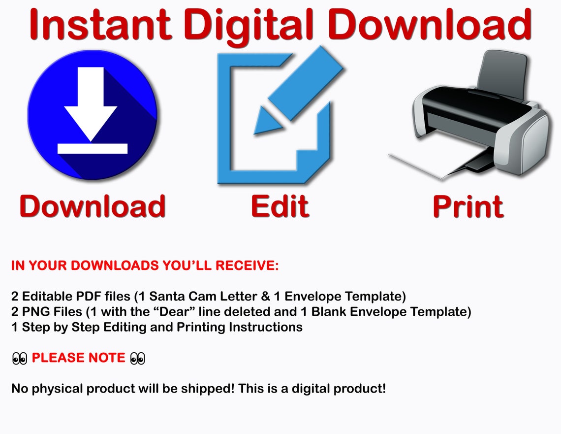 Santa Cam Letter and Envelope Pack Printable & Editable - Etsy