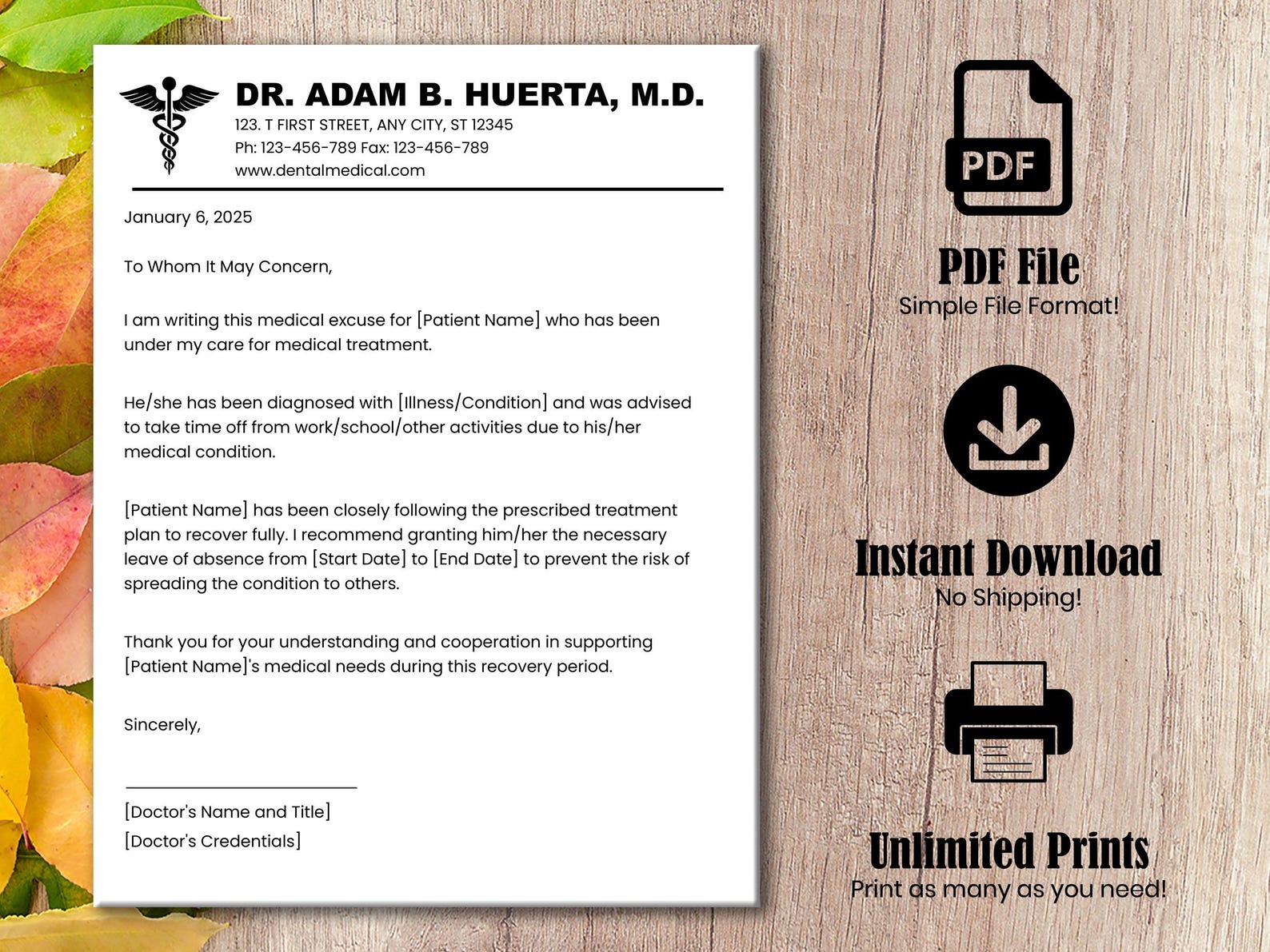 Editable Urgent Care Doctor Note for Work & School, Doctor's Excuse ...