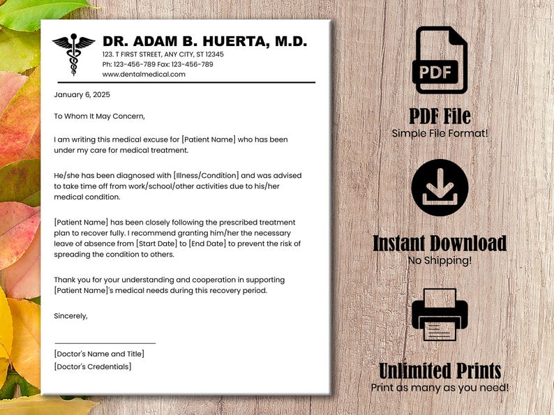 Editable Urgent Care Doctor Note for Work & School, Doctor's Excuse ...
