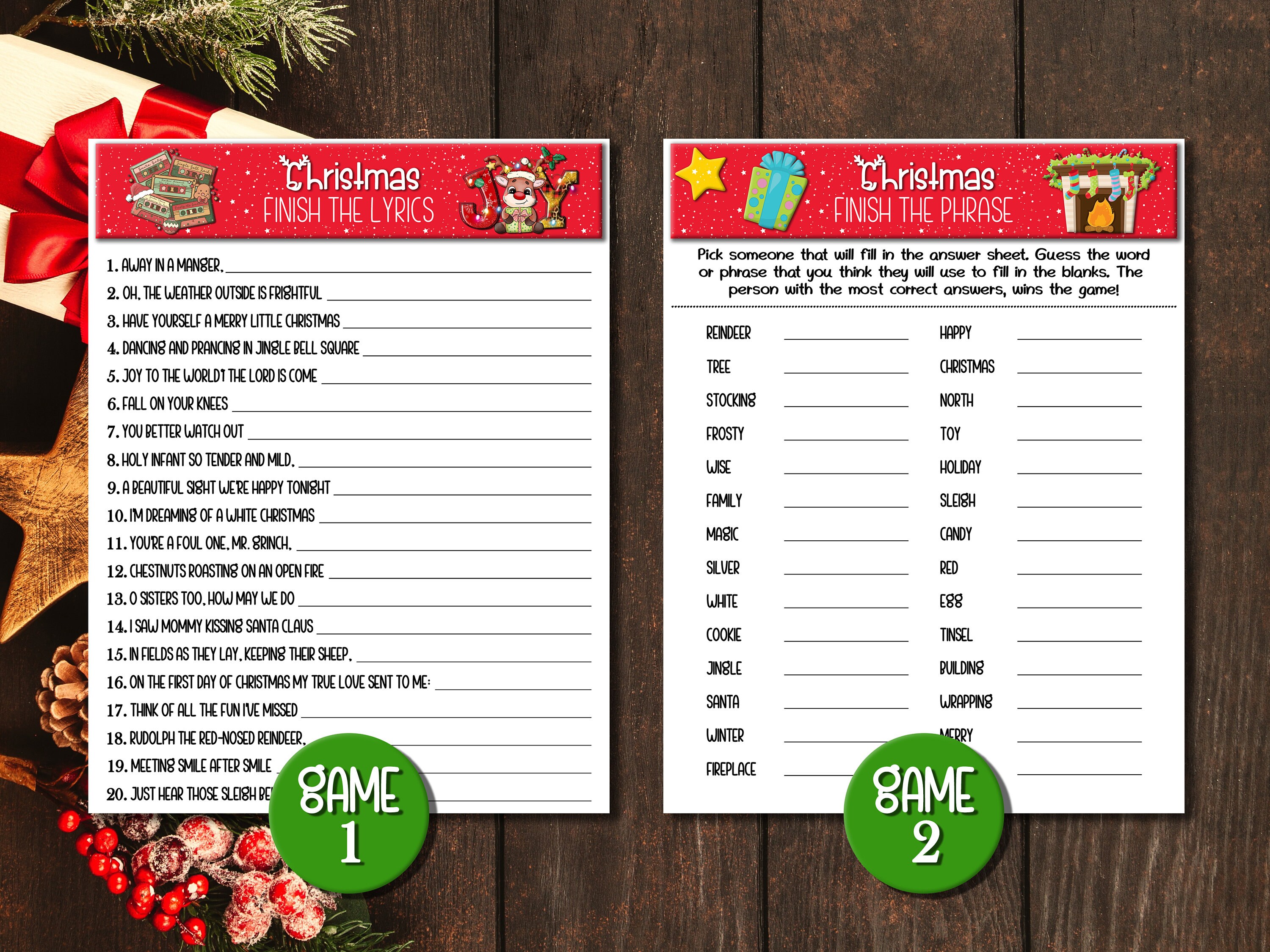 Printable Christmas Game Bundle Perfect for Christmas Family Party ...