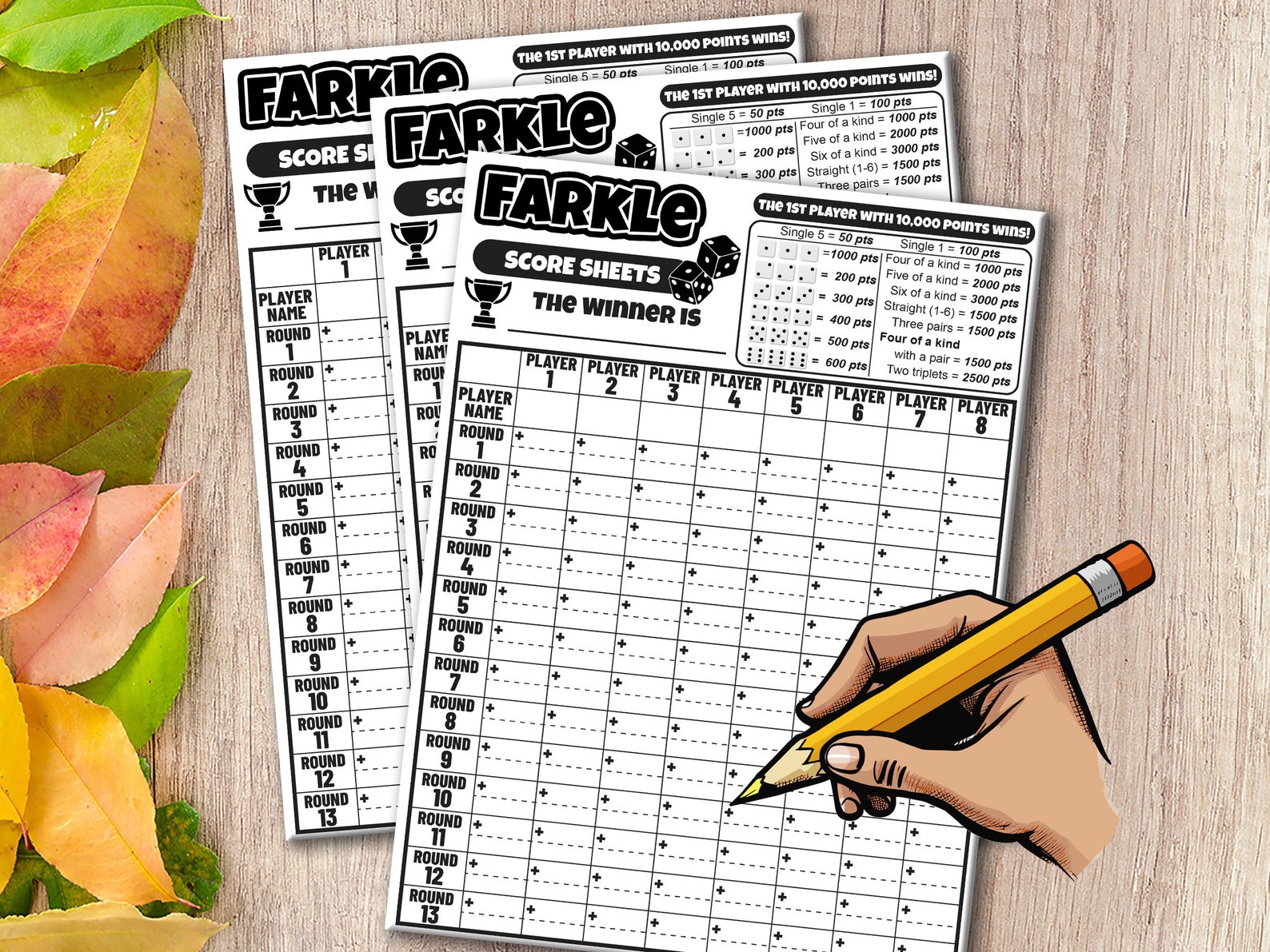 Farkle Score Sheet - Printable Score Card - Farkle Score Card PDF ...