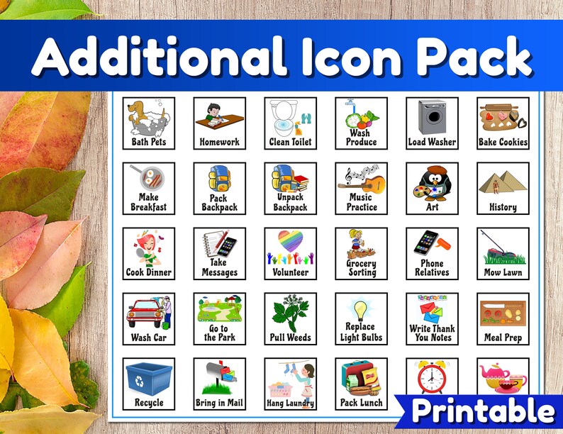 Visual Schedule Chore Chart Additional Icon Pack an Editable - Etsy