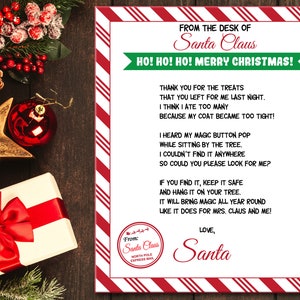 Printable Santa's Lost Button Poem Card/letter, Editable Santa's ...