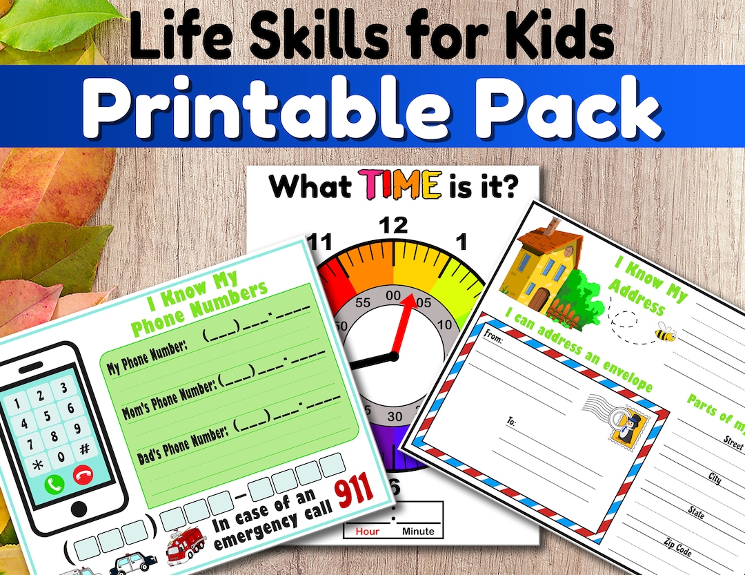 Life Skills for Kids Printable Pack, Address Activity, Phone Number ...