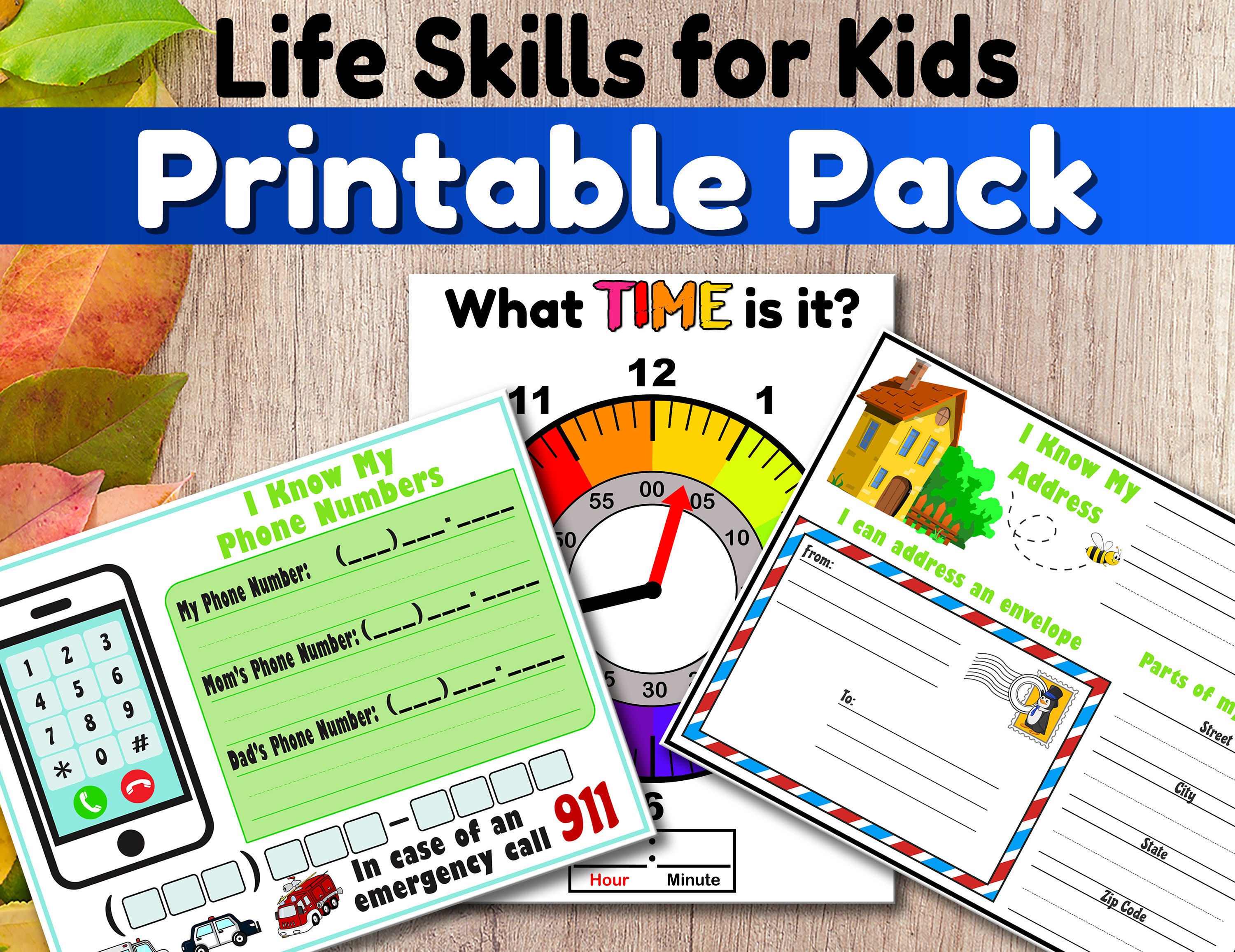 Life Skills for Kids Printable Pack Address Activity Phone - Etsy