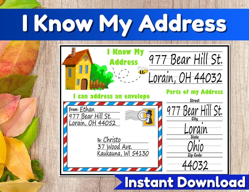 Life Skills for Kids Printable Pack Address Activity Phone - Etsy