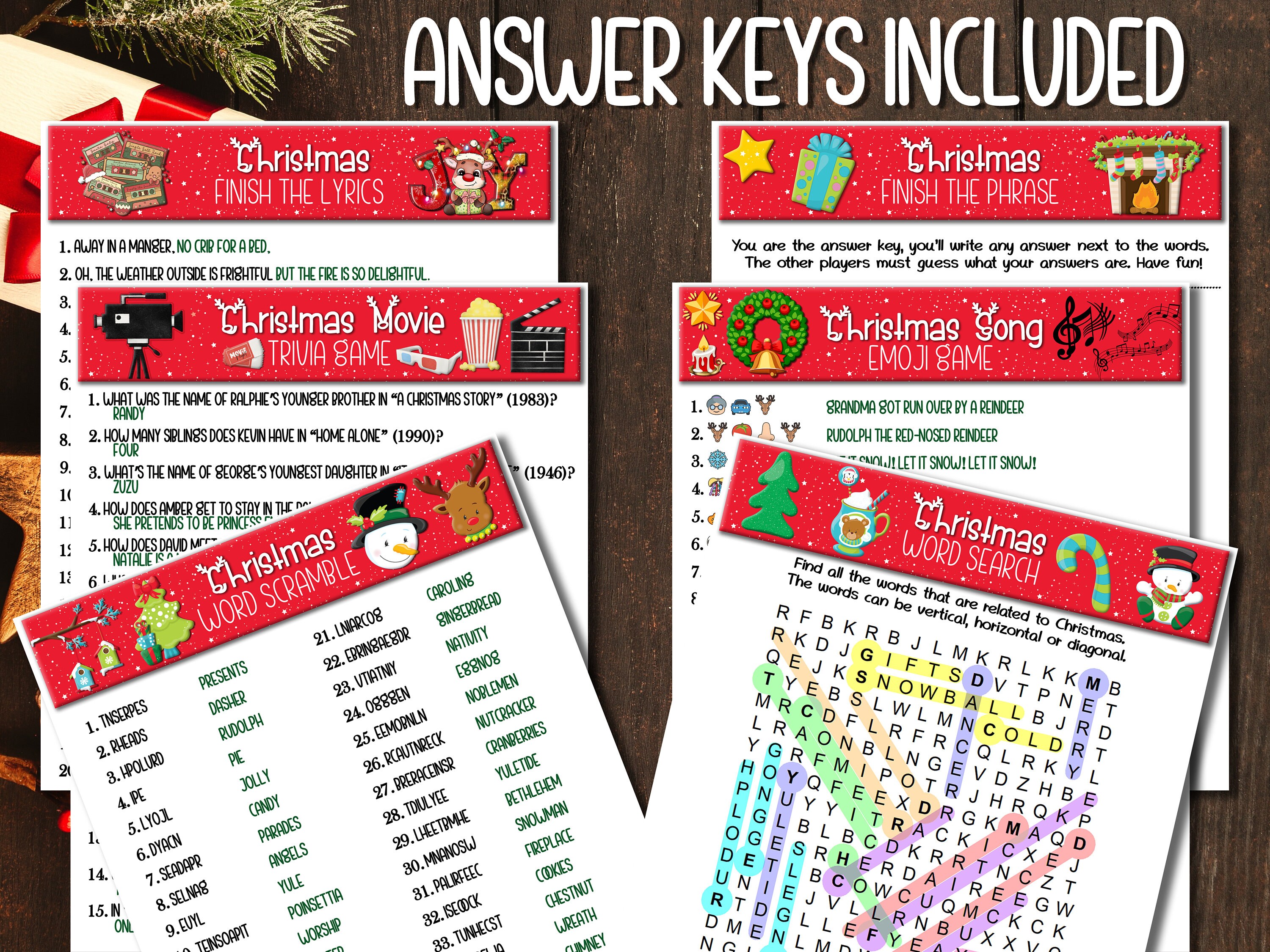 Printable Christmas Game Bundle Perfect for Christmas Family Party ...