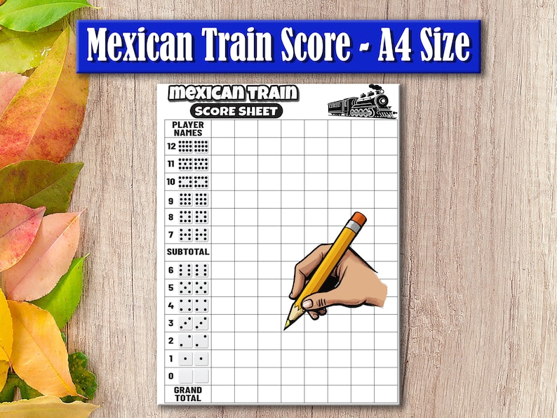 Mexican Train Score Card | Mexican Train Scoresheet & Score Pads for ...