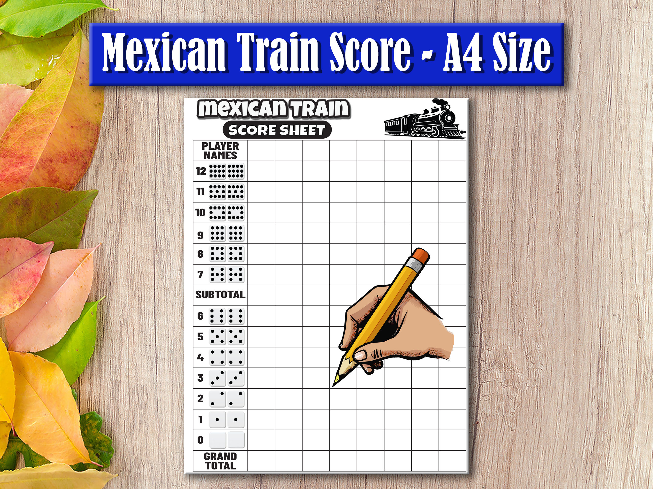 Mexican Train Score Card | Mexican Train Scoresheet & Score Pads for ...