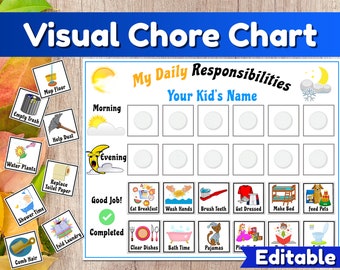 Kids Visual Schedule Daily Routine Activity Cards and Chore Chart for ...