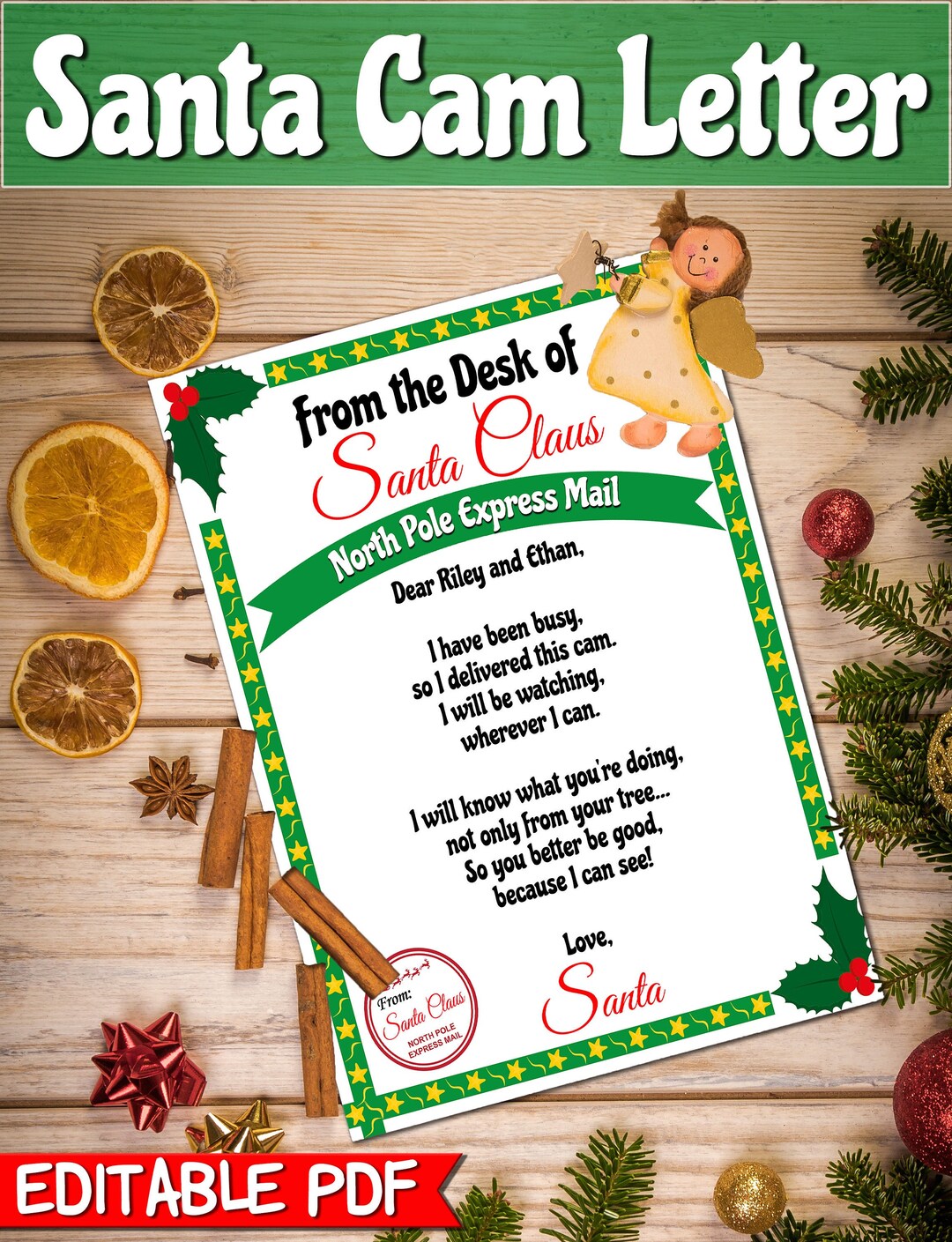 Santa Cam Letter Printable & Editable Santa Claus Letter From the Desk ...