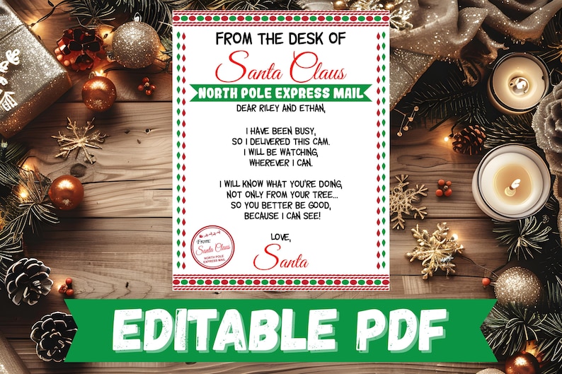 Santa Cam Letter Printable + Editable PDF Template – Personalized ...