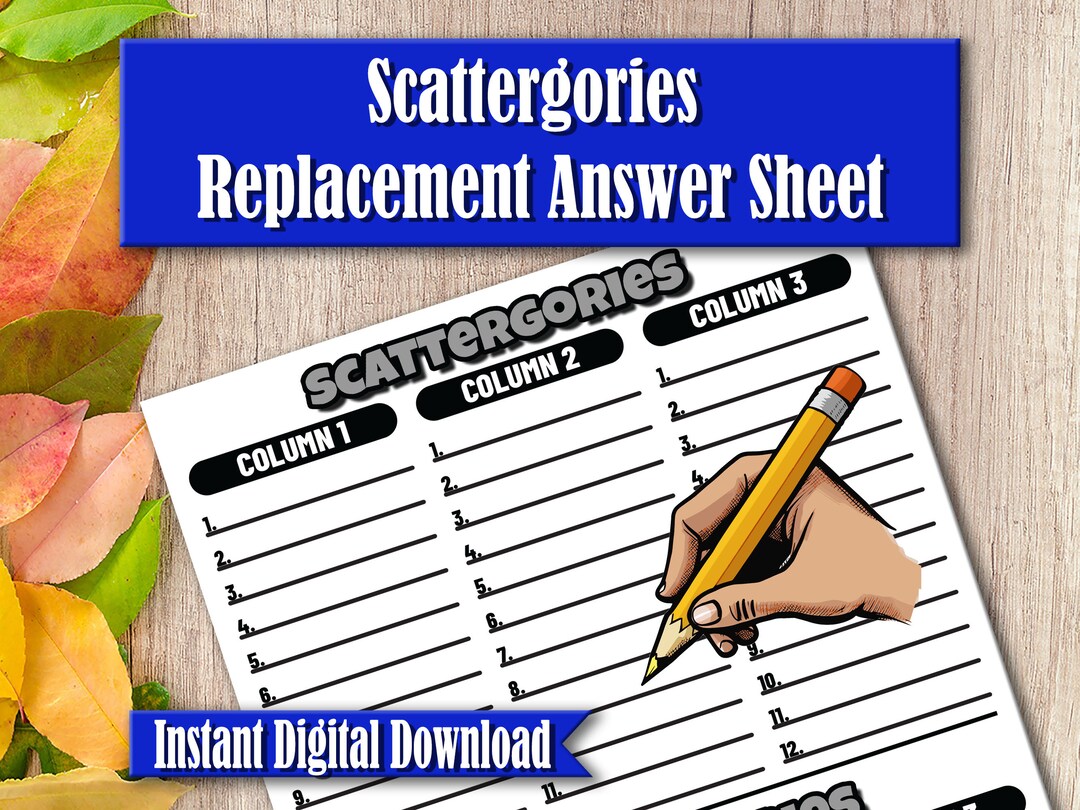 Scattergories - Replacement Answer Sheets - Refill Game Score Sheets ...