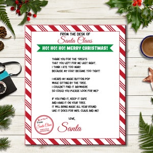 Printable Santa's Lost Button Poem Card/letter, Editable Santa's ...