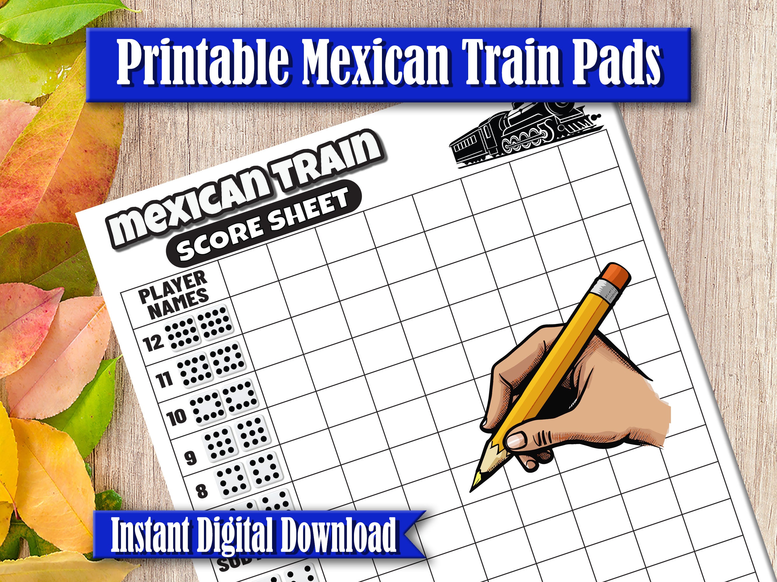 Mexican Train Score Card | Mexican Train Scoresheet & Score Pads for ...
