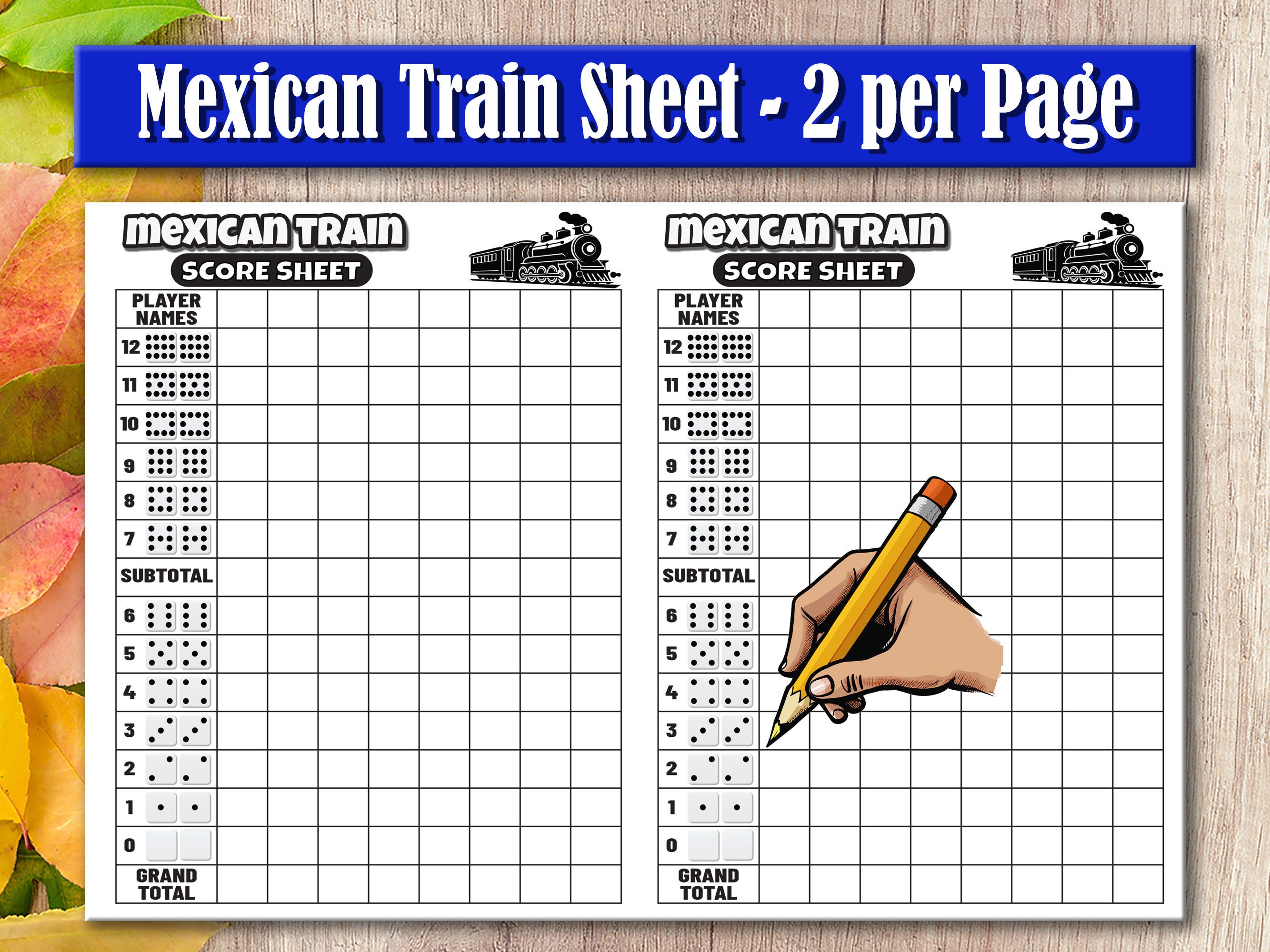 Mexican Train Score Card | Mexican Train Scoresheet & Score Pads for ...