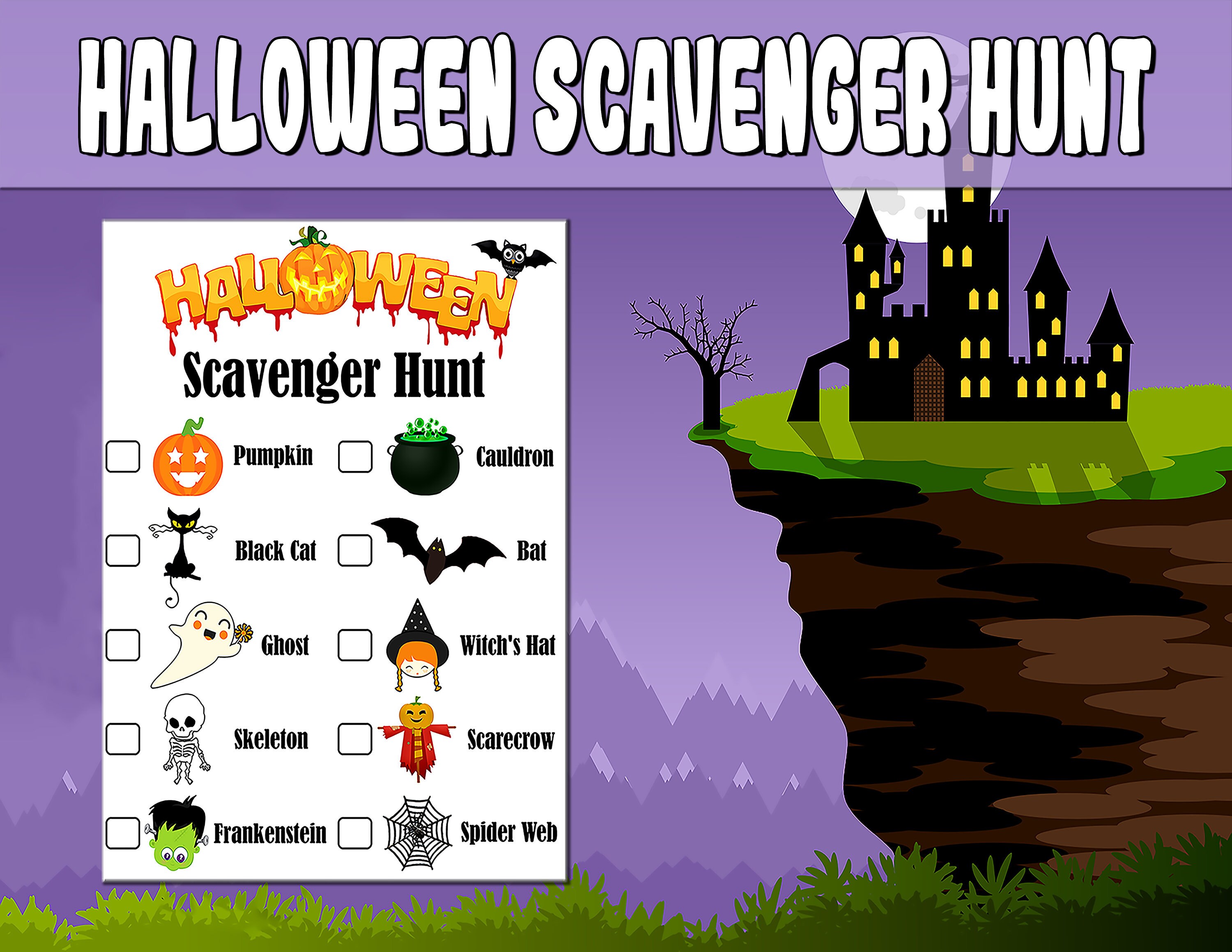Halloween Scavenger Hunt Game for Kids... Trick or Treat Game - Etsy España