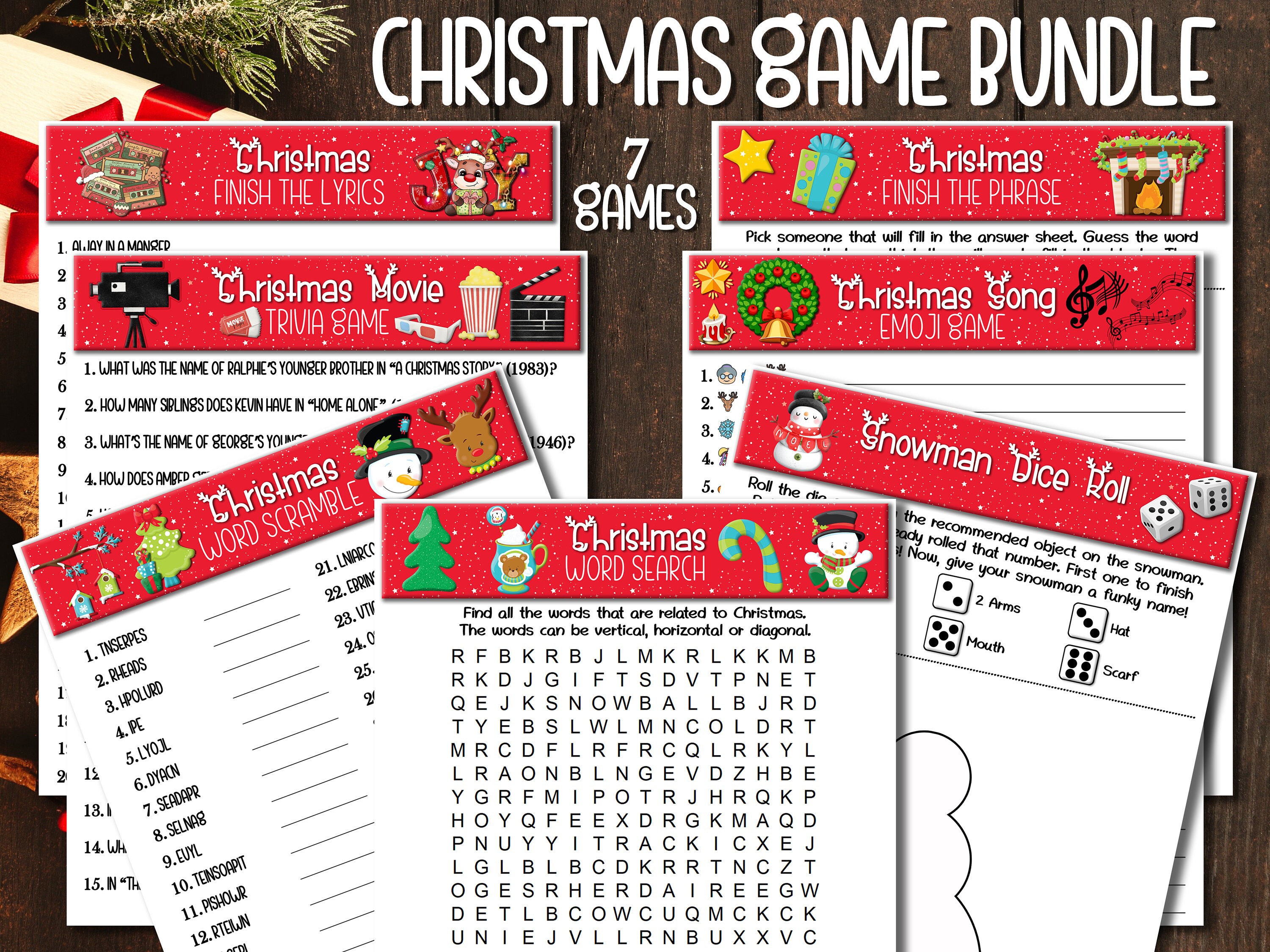 Printable Christmas Game Bundle Perfect for Christmas Family Party ...