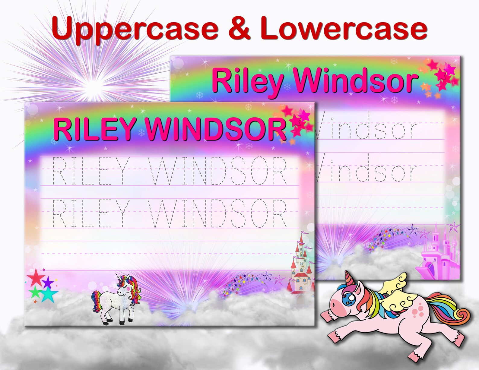 Trace Your Name Name Writing Sheets Unicorn Child | Etsy