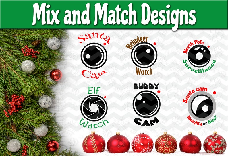 6 Santa Cam SVG Designs,christmas SVG Bundle Including Elf Watch ...