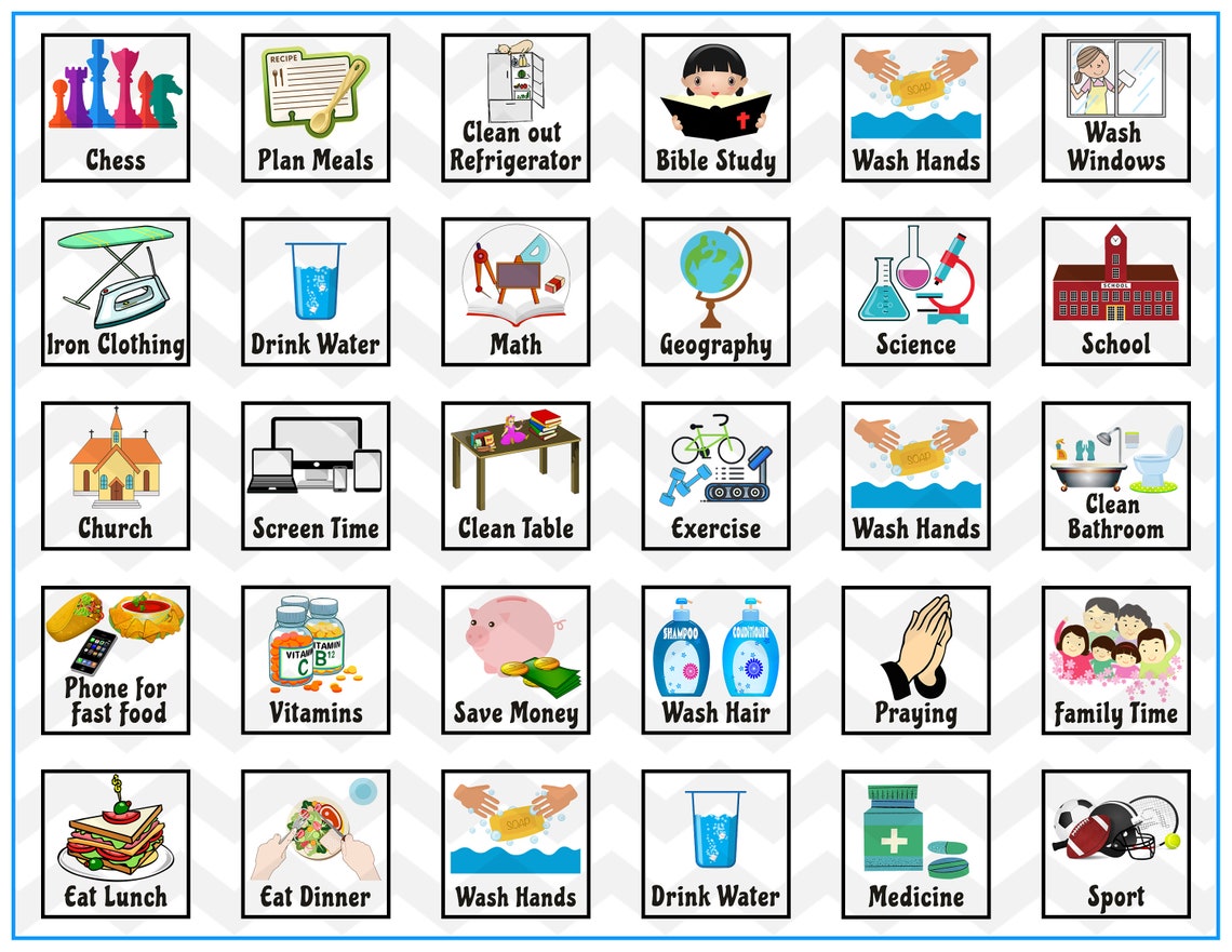 Visual Schedule Chore Chart Additional Icon Pack An Editable | Etsy