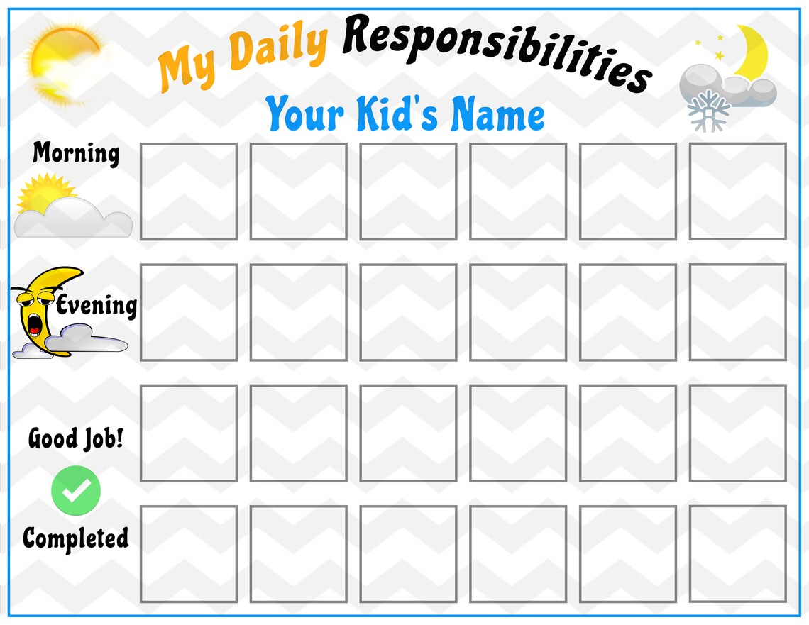 Daily Responsibilities Chore Chart Printable Full Day Visual | Etsy