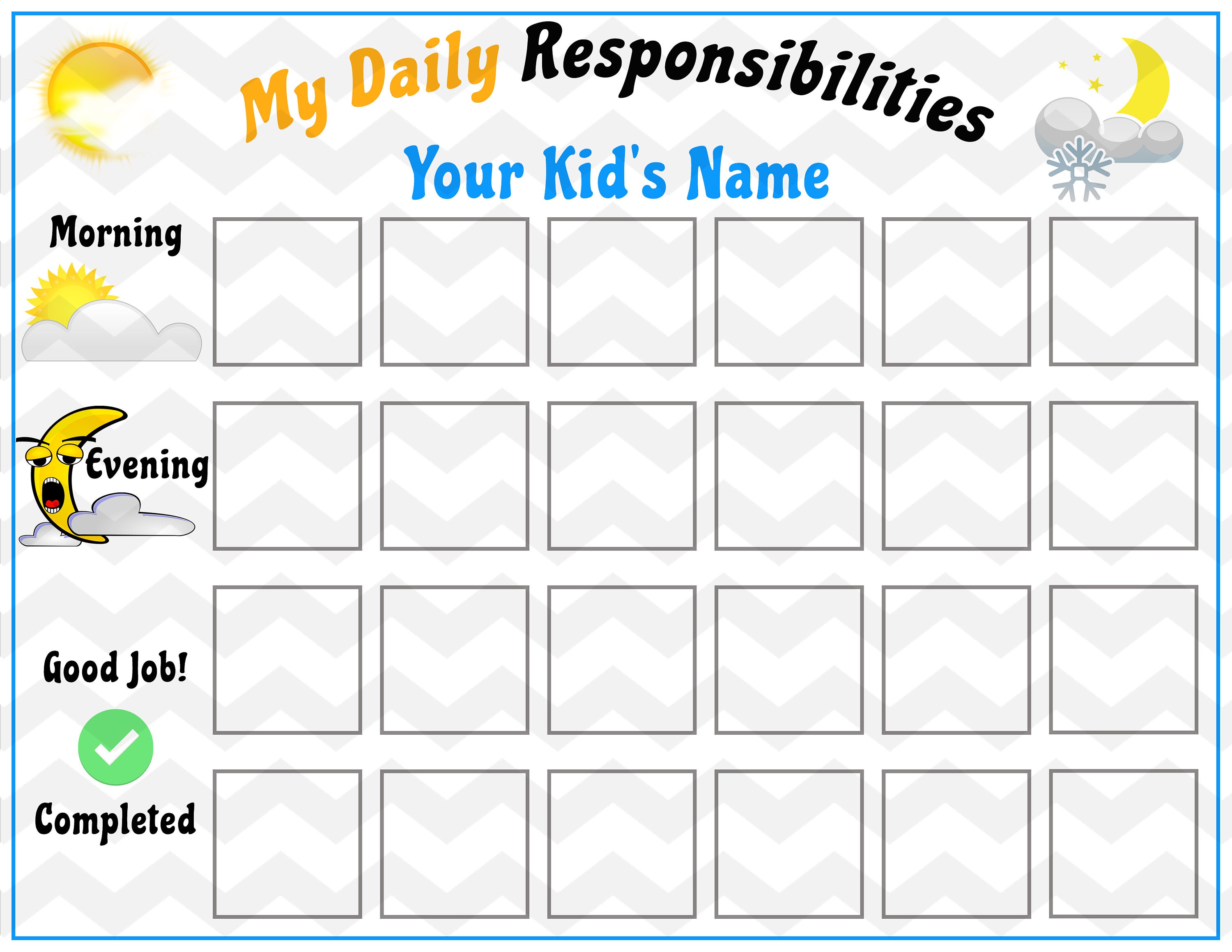 Daily Responsibilities Chore Chart Printable Full Day Visual | Etsy