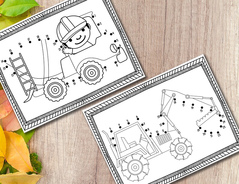 Dot to Dot Activity Coloring Book for Toddlers Construction Connect the ...