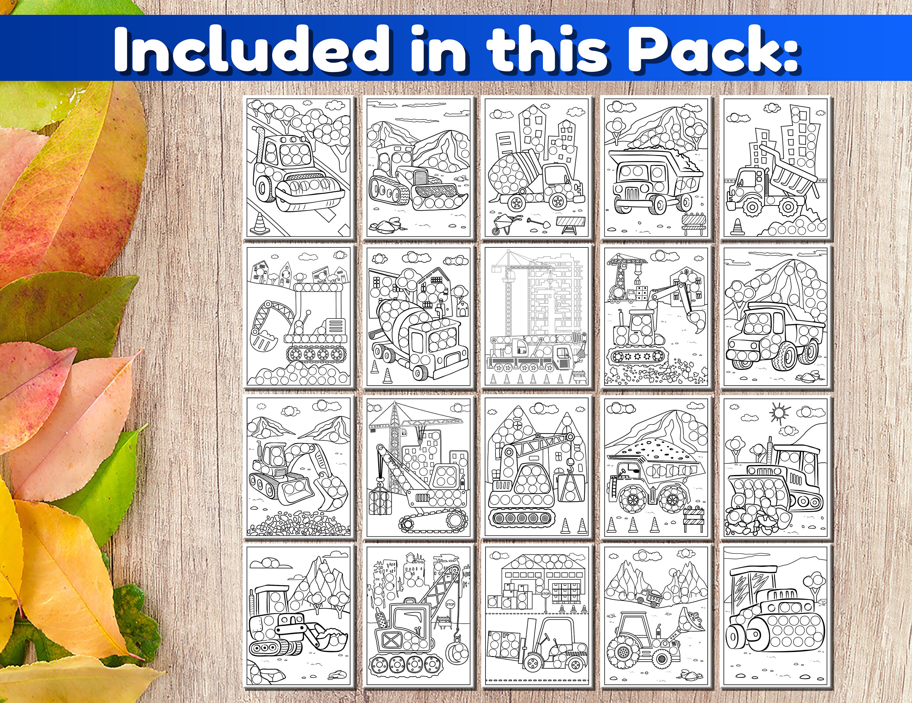 Dot Marker Printable Activity Book Construction Do-a-dot Art Printable ...