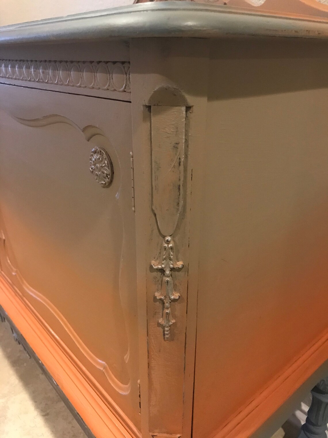 Hand Painted Antique Sideboard/buffet - Etsy