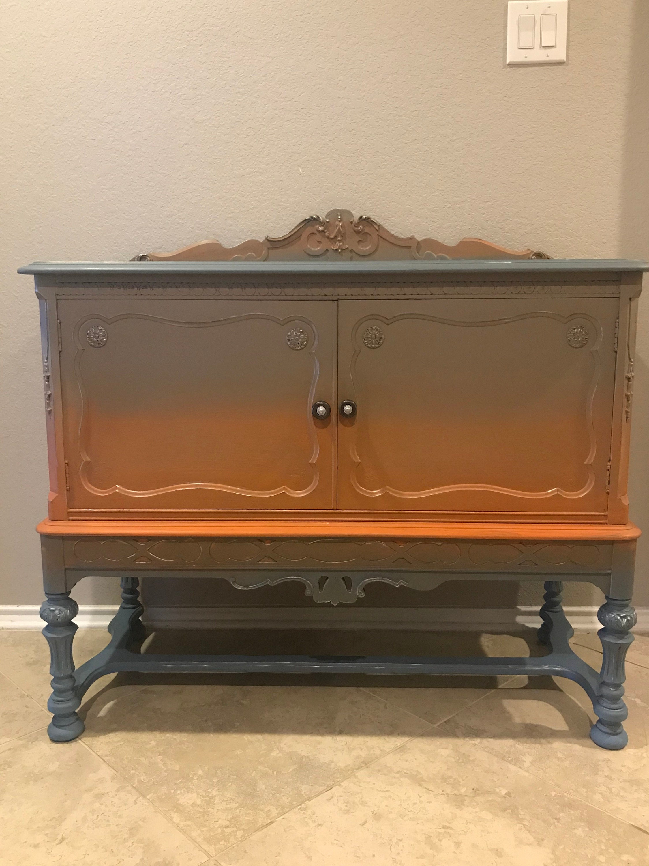 Hand Painted Antique Sideboard/buffet - Etsy