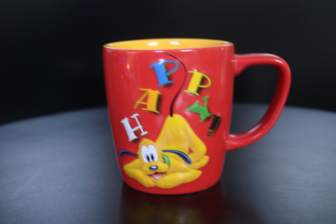 Disney 3D Pluto Coffee Mug in Vibrant Red and Yellow - Etsy
