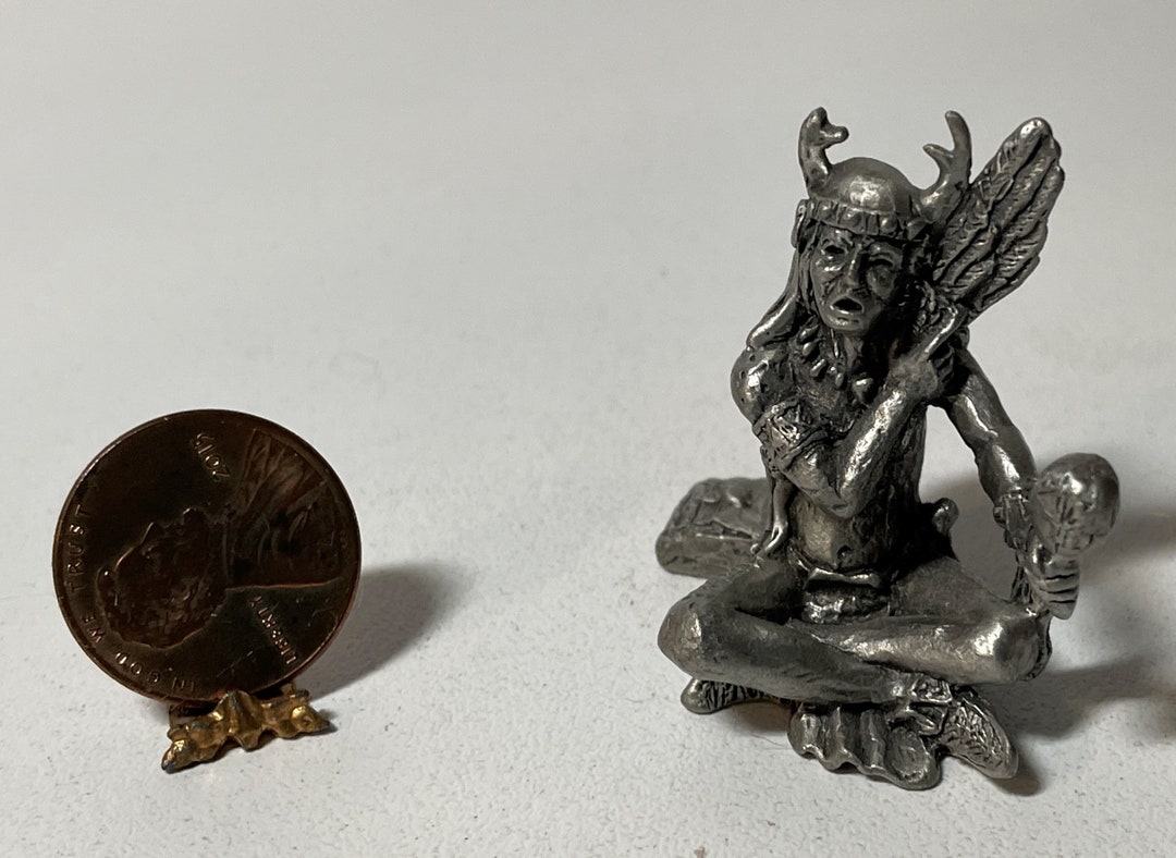 Miniature Pewter Native American Indian Figure Seated - Etsy